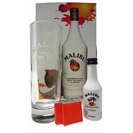 Malibu - Coconut Rum Liqueur 5cl 21% ABV Miniature & Glass Gift Pack ...