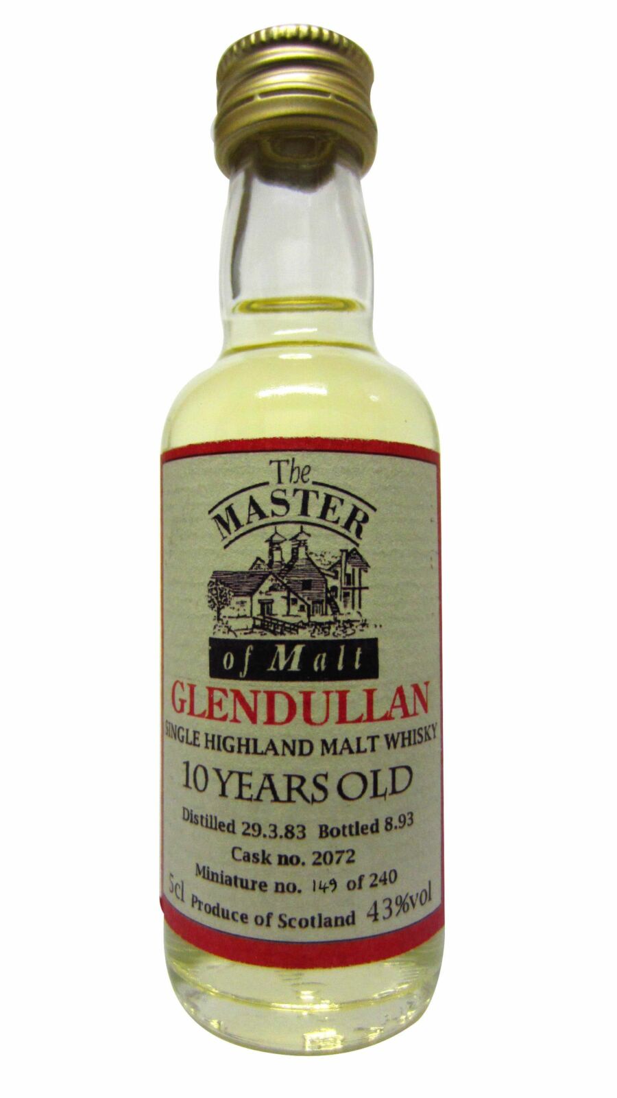 Glendullan - 10 year old Single Highland Malt Whisky 5cl 43% ABV ...