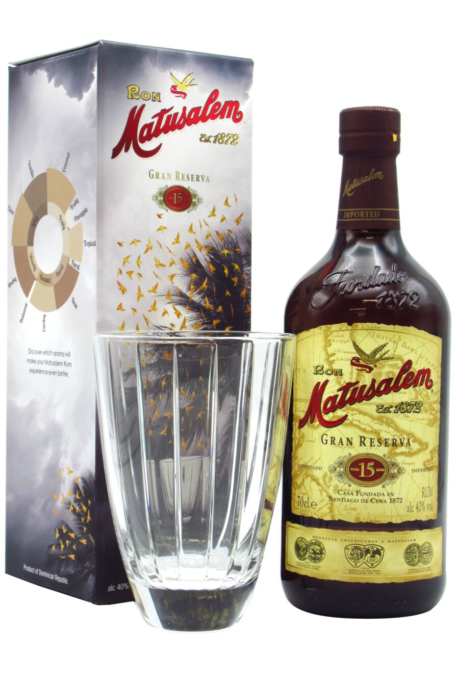 Matusalem - 15 Year Old Gran Reserva Glass Pack Rum 70cl 40% ABV | Hard ...