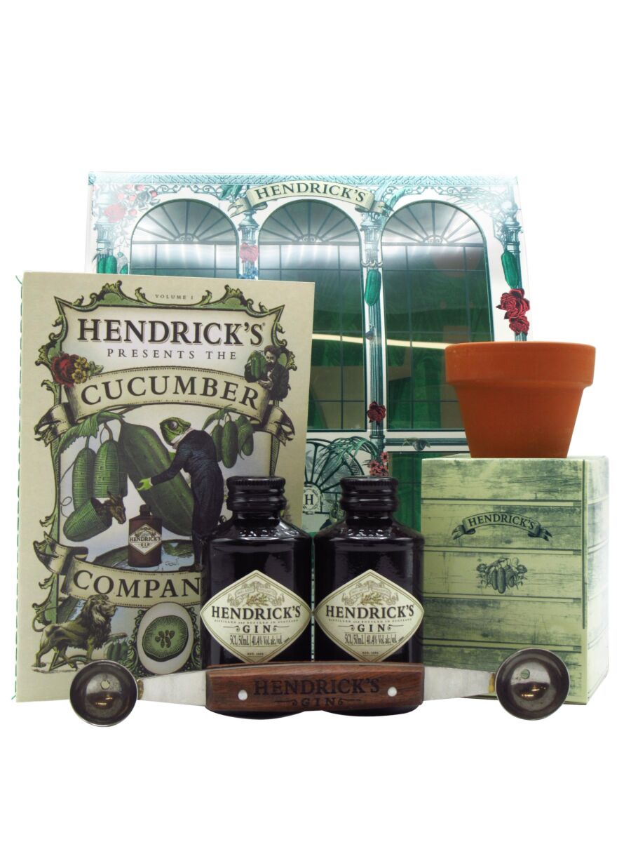Hendrick's - Original Dry Gin 5cl x 2 41.4% ABV Cucumber Hothouse Gift ...