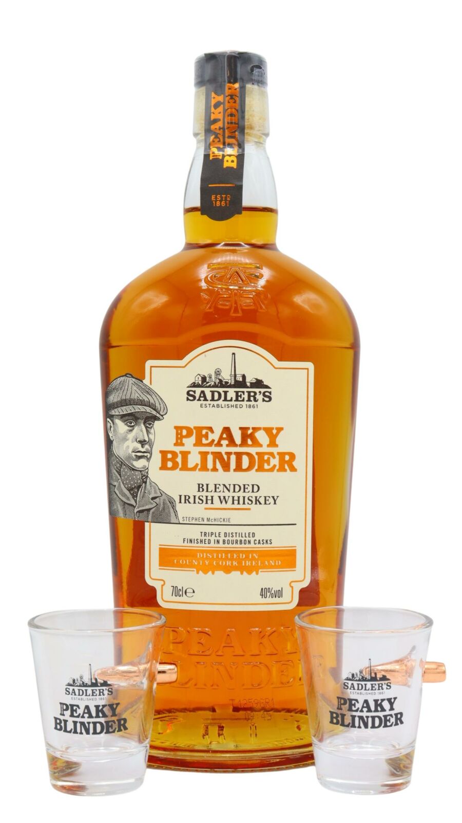 Peaky Blinder - Irish Whiskey 70cl 40% ABV (Includes Shot Glasses ...