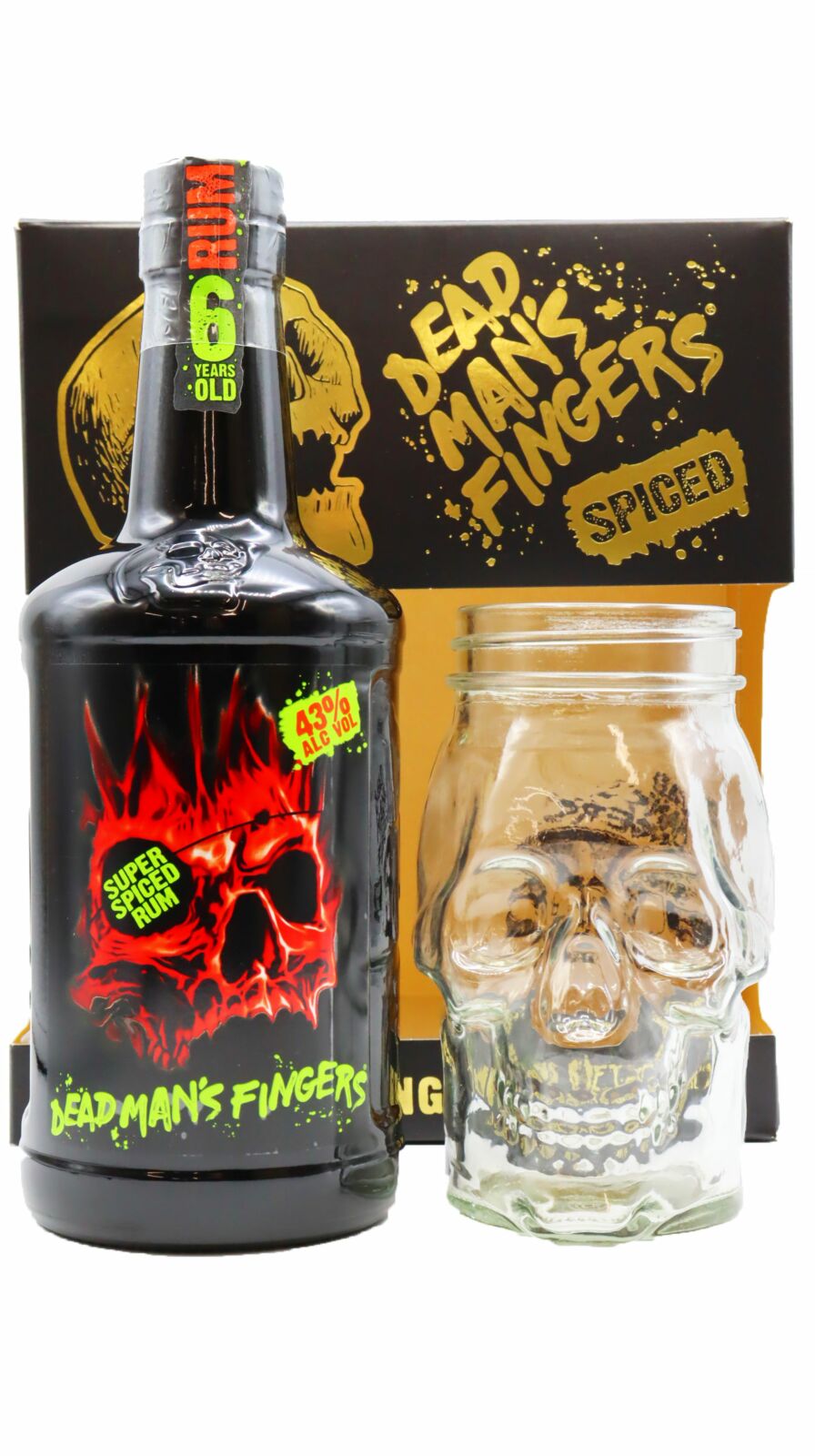Dead Man's Fingers - Super Spiced Skull Glass Pack 6 year old Rum 70cl ...