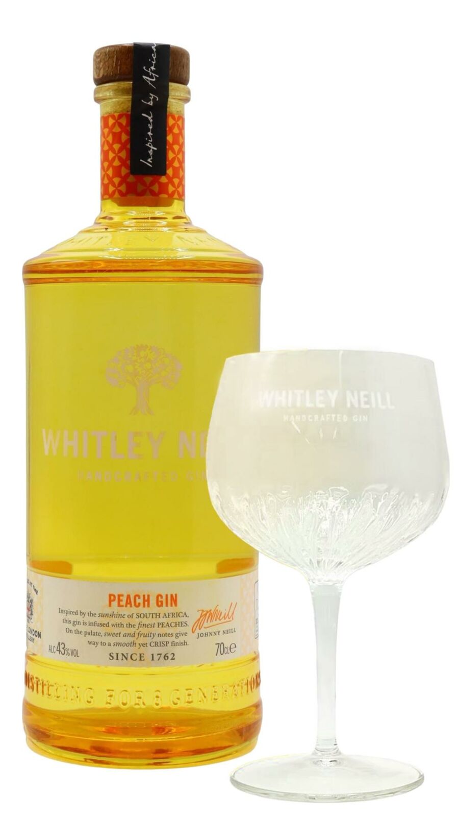 Whitley Neill - Peach Gin 70cl 43% ABV (Includes Copa Glass) | Hard To ...