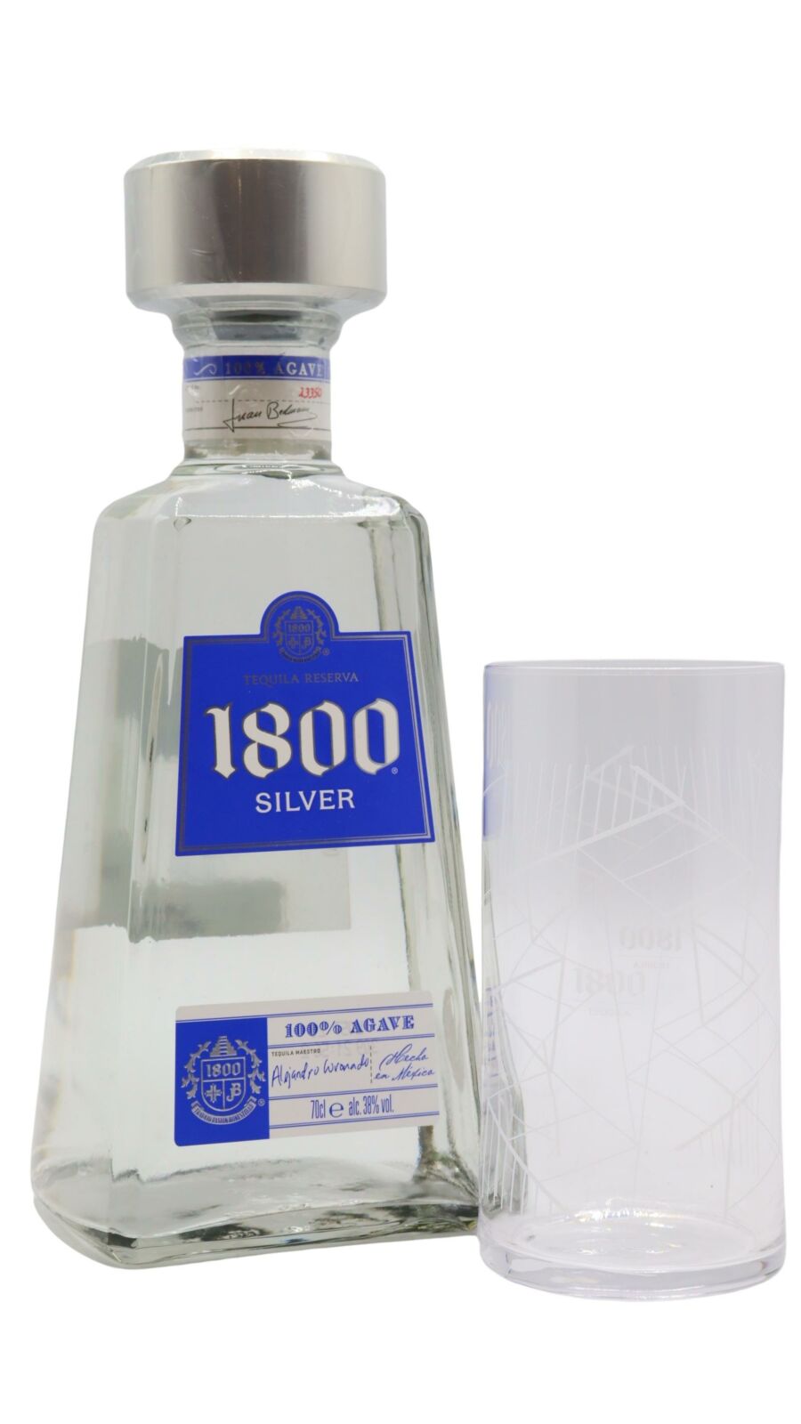 1800 - Silver Tequila 70cl 38% ABV (Includes Branded Glass) | Hard To ...