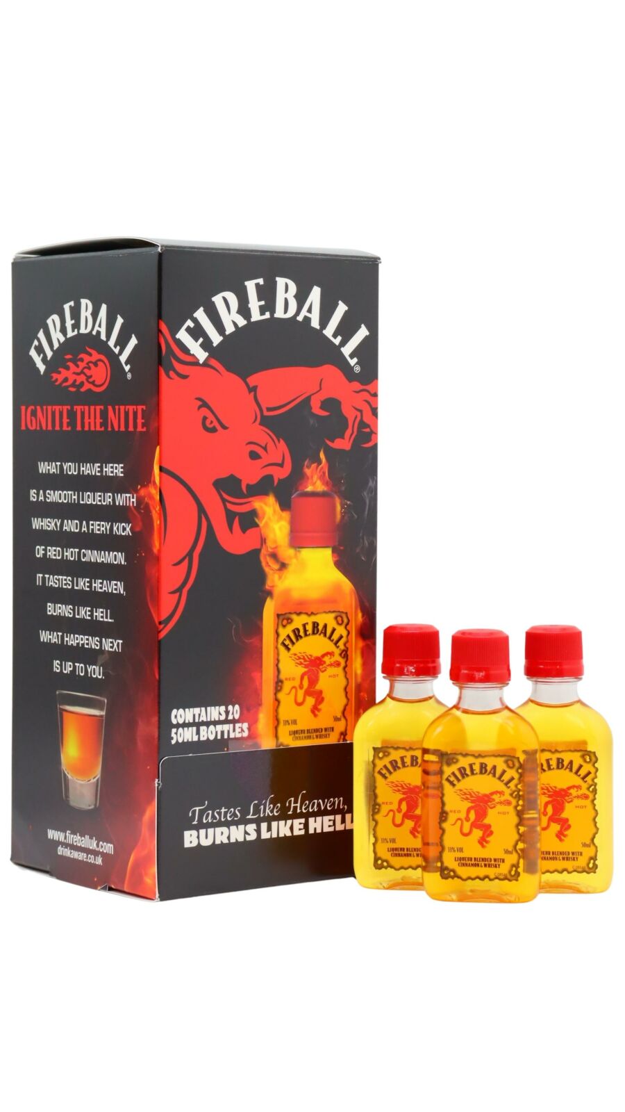 Fireball - Miniature Party Pack Cinnamon Whisky Liqueur (20 x 5cl) 5cl ...