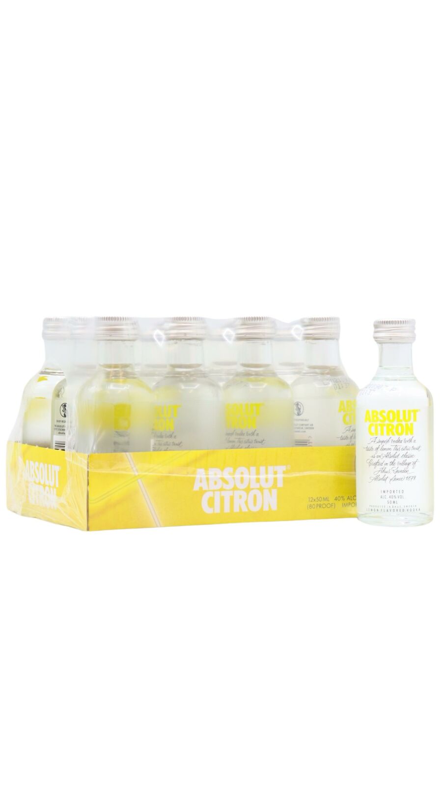 Absolut - Citron - Lemon Flavoured Vodka Miniatures (12 x 5cl) 5cl x 12 40% ABV | Hard To Find ...