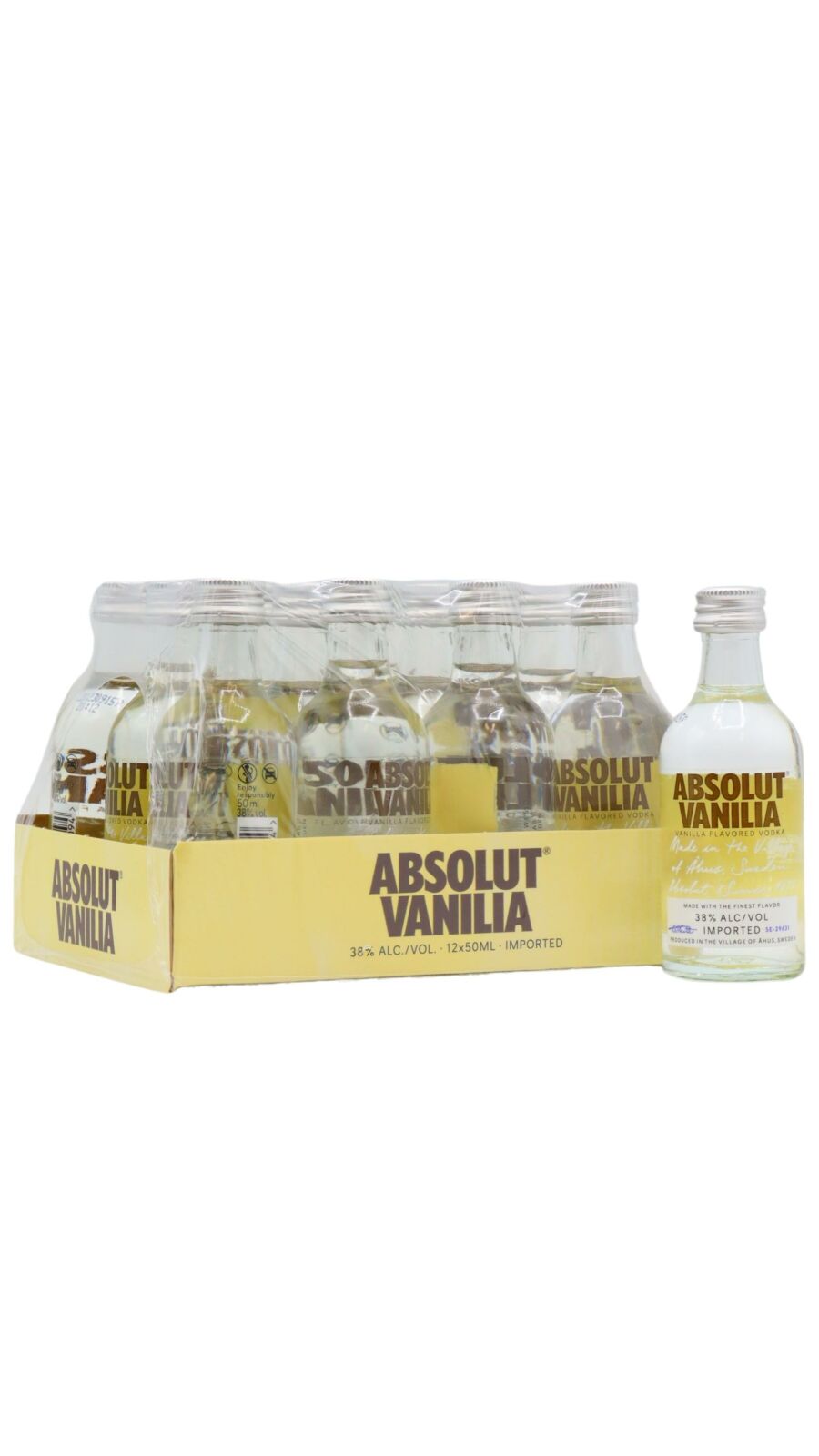 Absolut - Vanilla Flavoured Vodka 5cl x 12 38% ABV Miniatures, (12 x ...